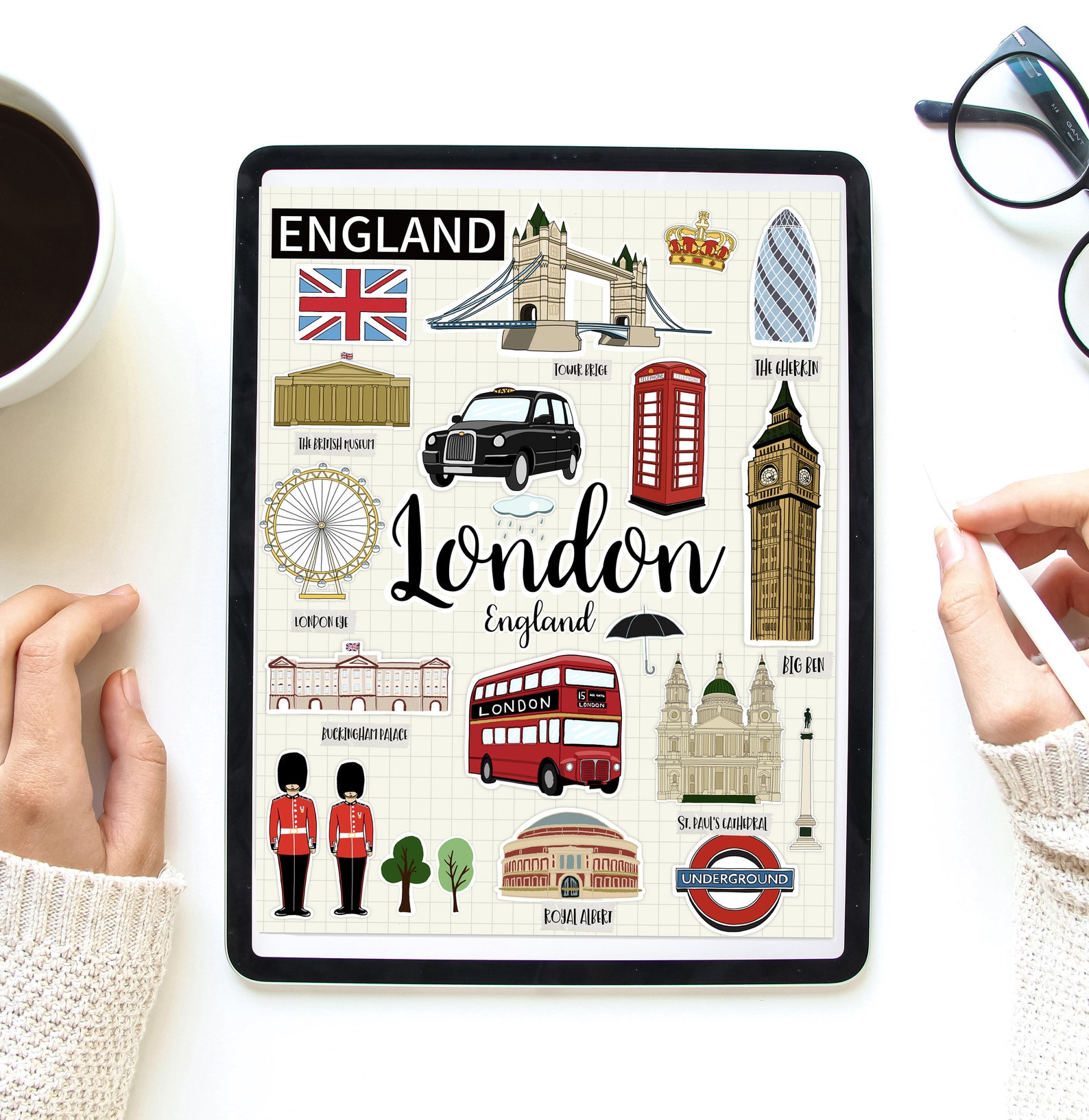 London Clip Art, Clipart, London Digital STICKERS Set, Goodnotes ...