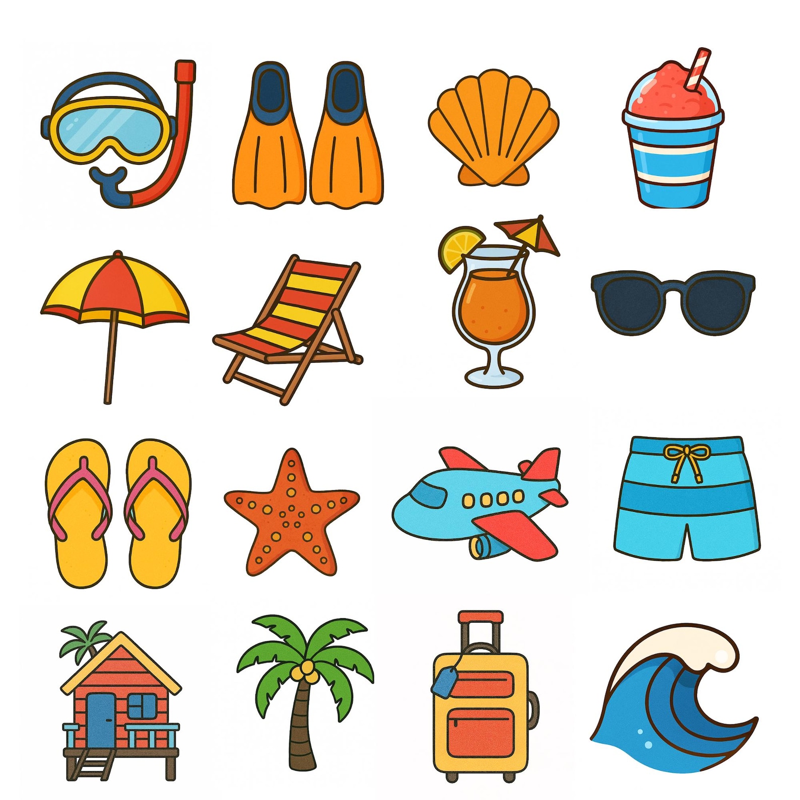Summer Holiday Clipart Bundle – Cute Beach & Vacation Pngs, Kawaii ...