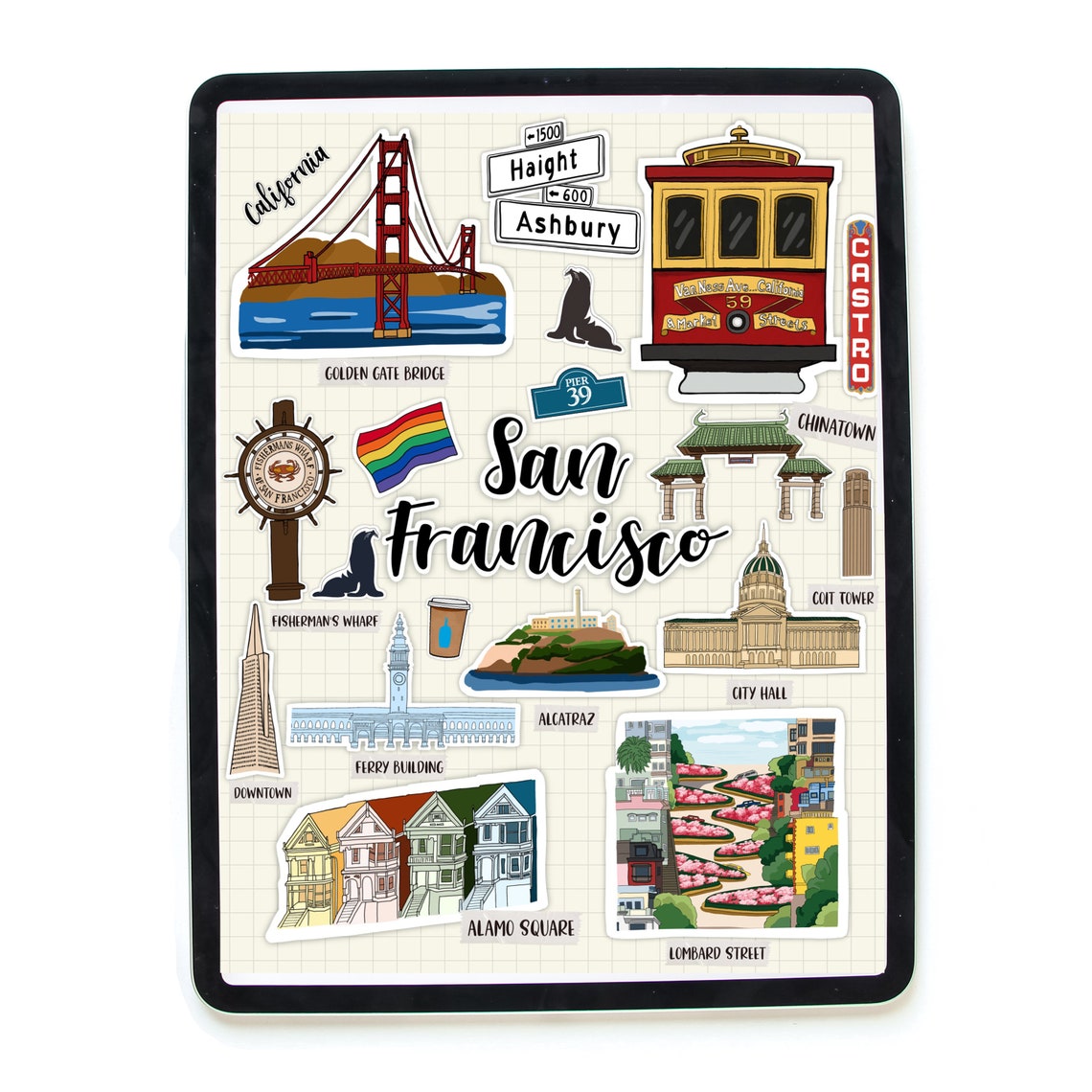 San Francisco Clip Art, Clipart, San Francisco Digital STICKERS Set ...