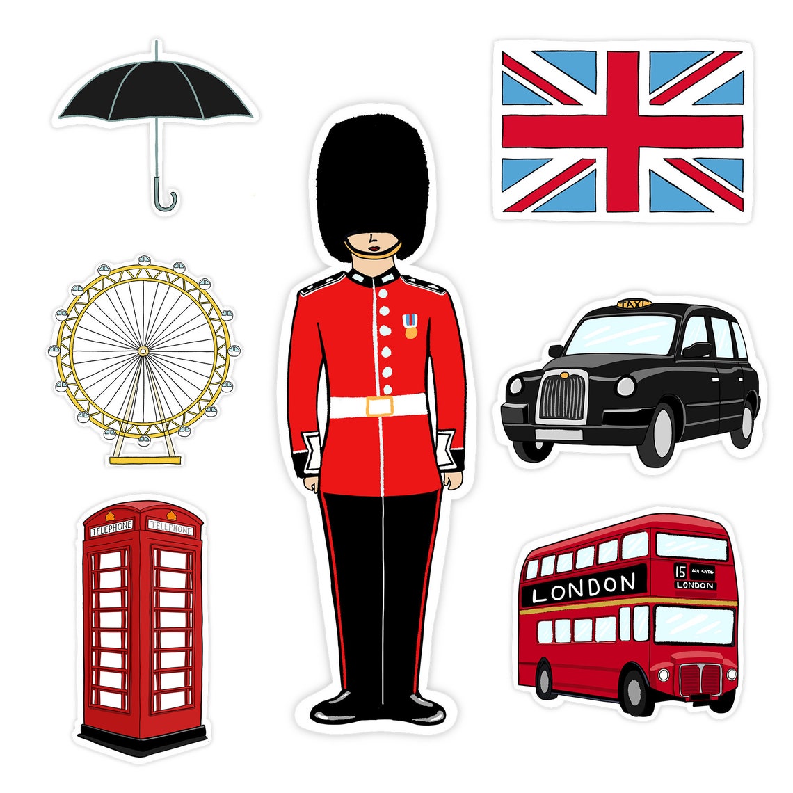 London Clip Art, Clipart, London Digital STICKERS Set, Goodnotes ...