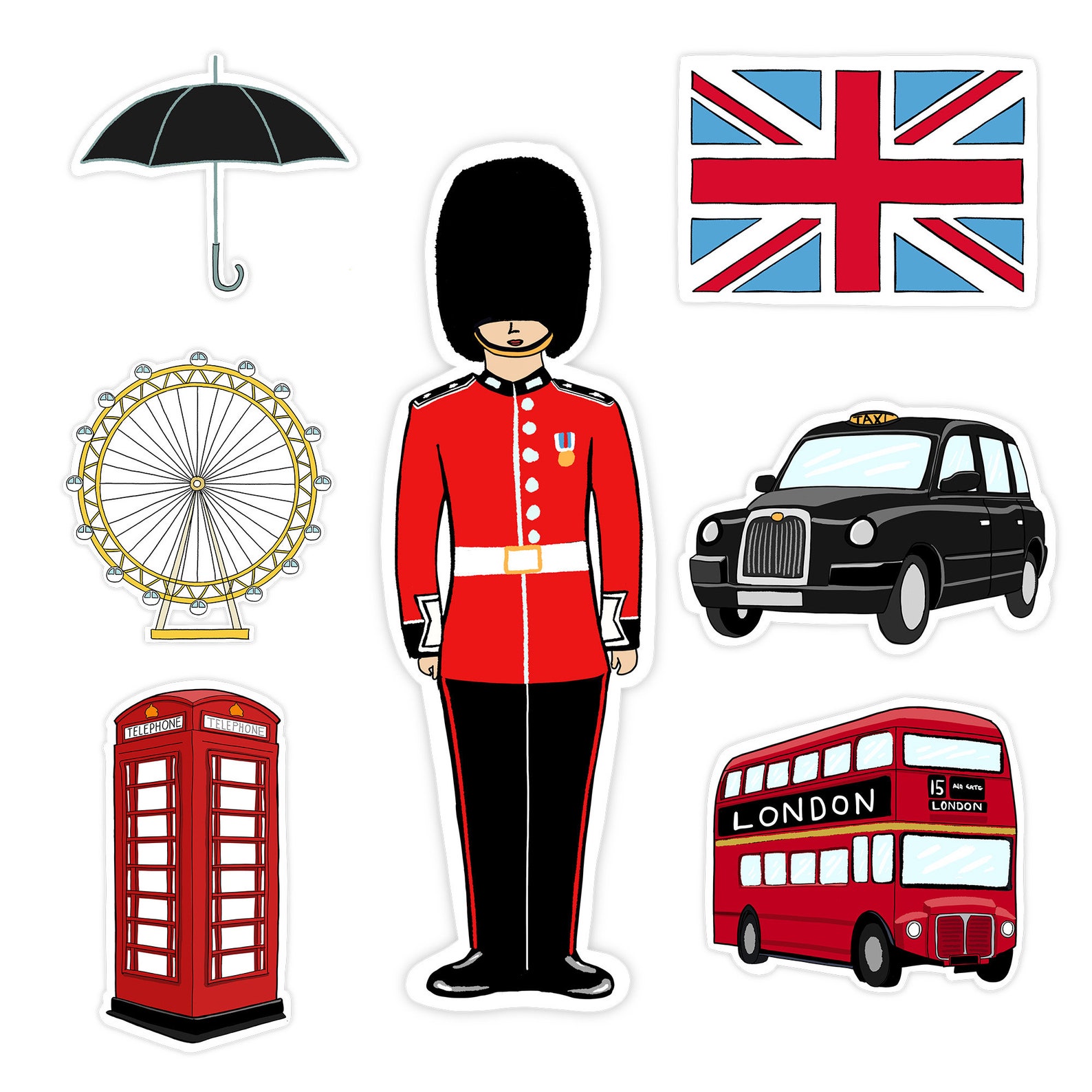 London Clip Art, Clipart, London Digital STICKERS Set, Goodnotes ...