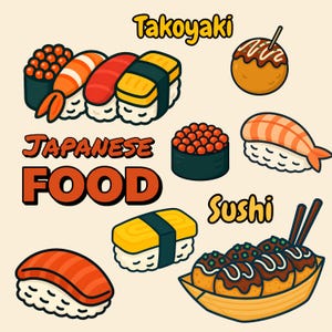 Japan Clipart Bundle – 54 Cute Japanese Stickers PNG | Kawaii Food ...