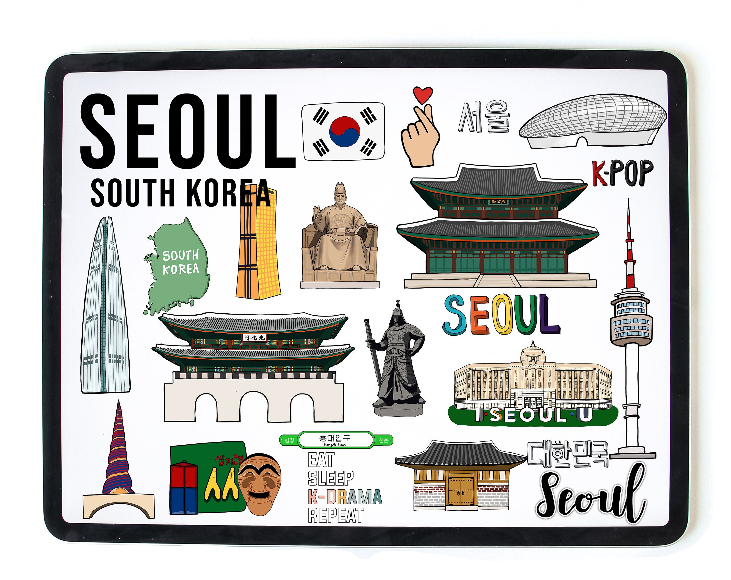 Seoul seoul clipart seoul digital sticker clipart korean | Etsy