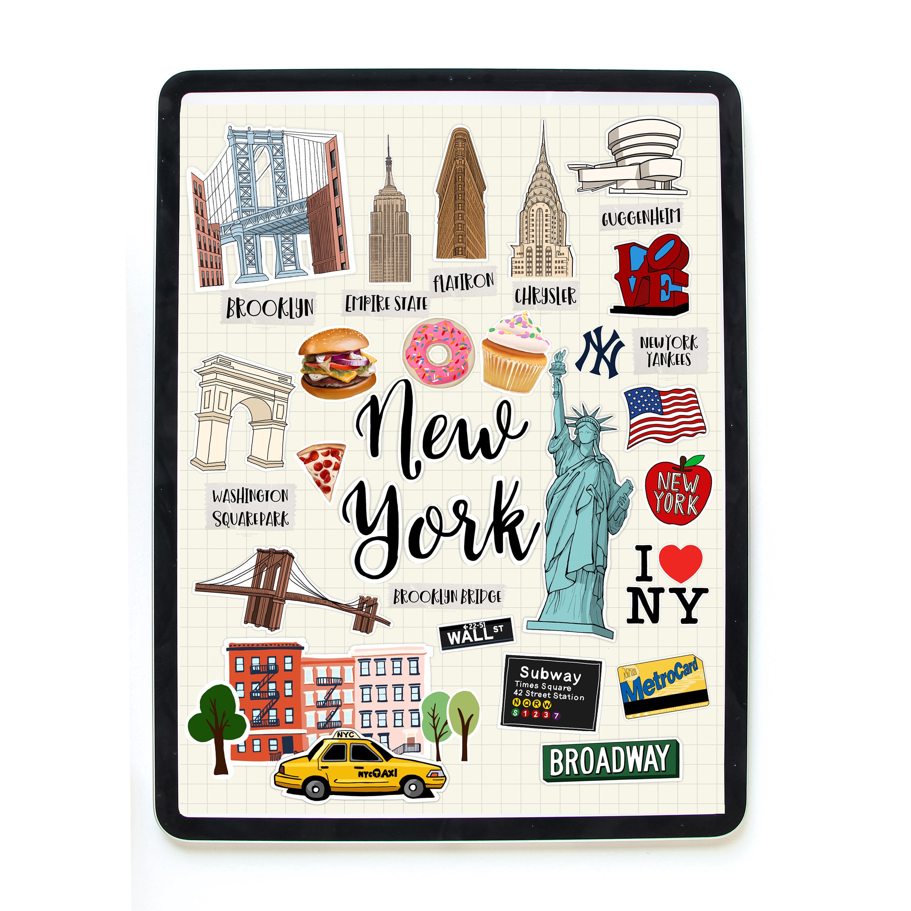 New York Digital STICKERS Set, Goodnotes Stickers, New York Clip Art ...