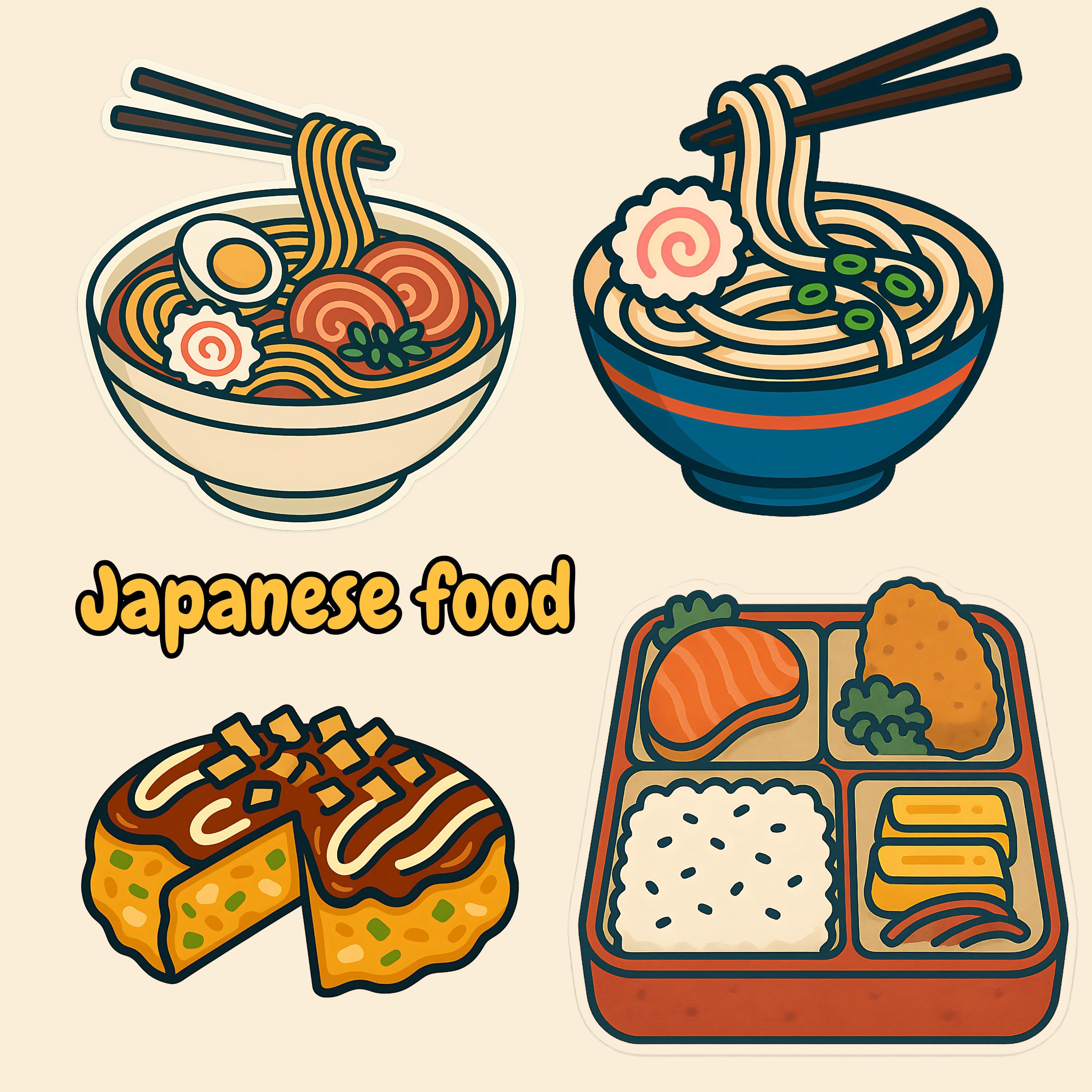 Japan Clipart Bundle – 54 Cute Japanese Stickers PNG | Kawaii Food ...