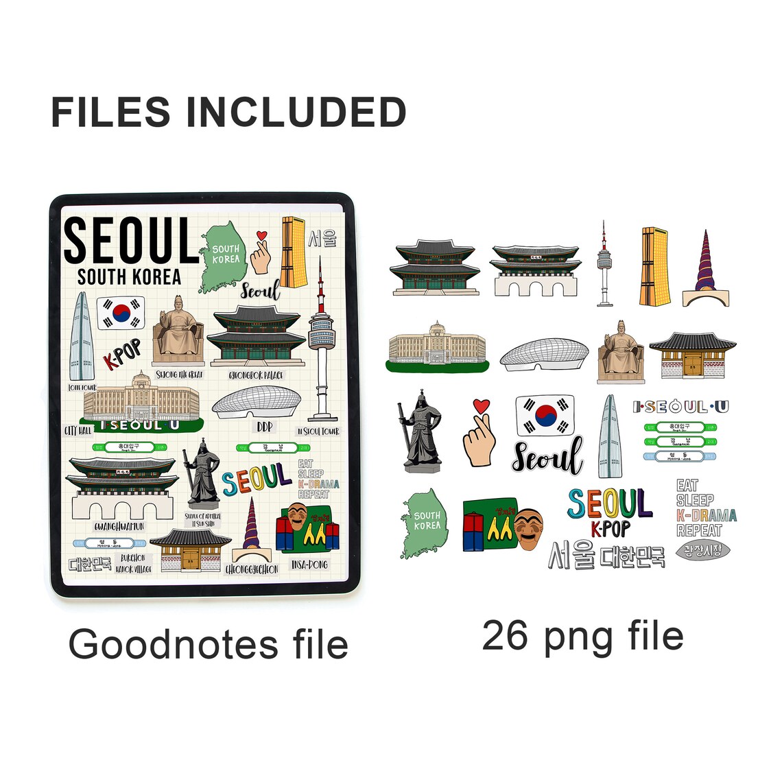 Seoul Seoul Clipart Seoul Digital Sticker Clipart Korean - Etsy