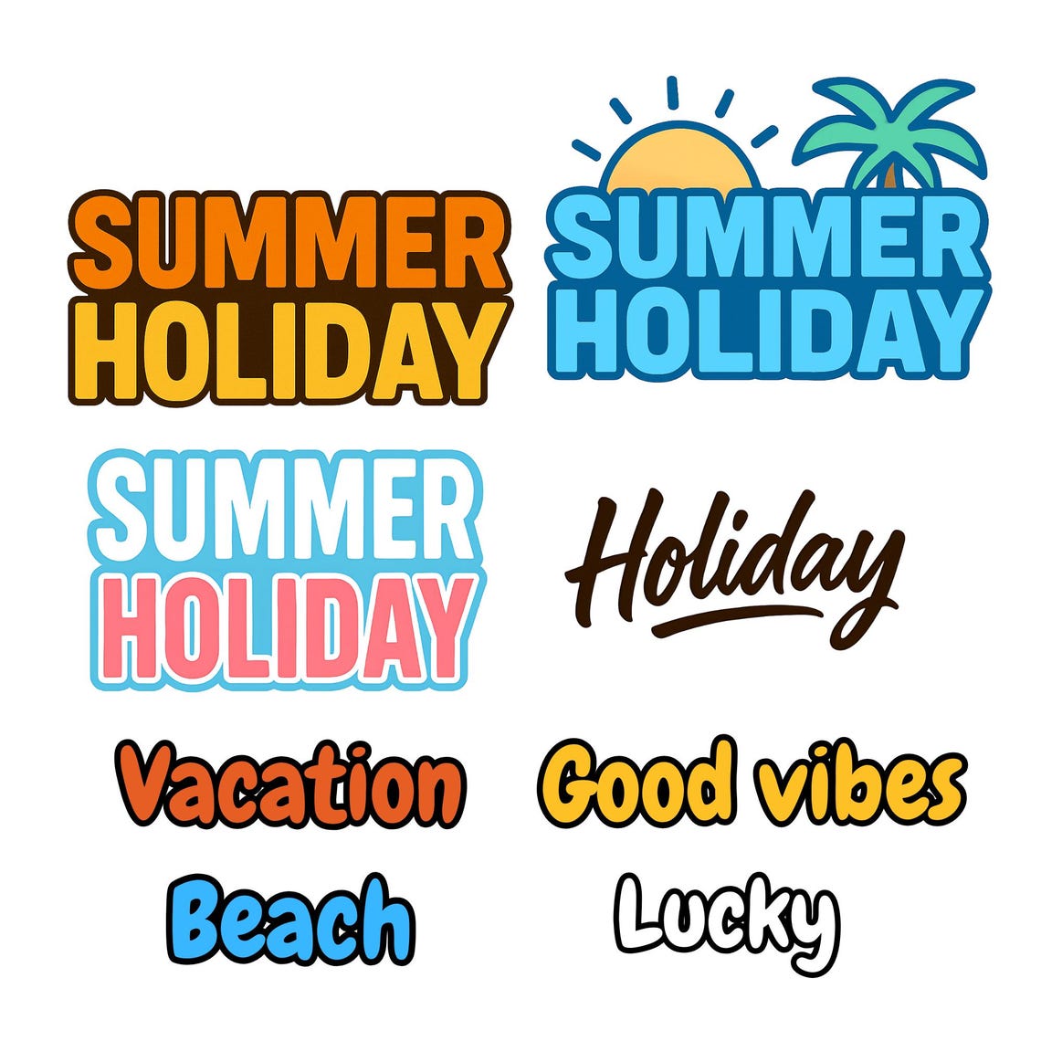Summer Holiday Clipart Bundle – Cute Beach & Vacation Pngs, Kawaii ...