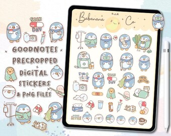 Medical Digital Stickers | Sick Day | Goodnotes Stickers | Cute Hand ...
