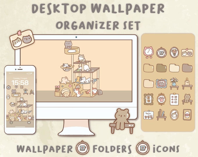 Cute Cozy Day Desktop Wallpaper Organizer| Mac and Windows Organizer ...