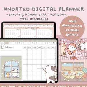 New Undated Digital Planner for Goodnotes | Undated Calendar | Monthly ...