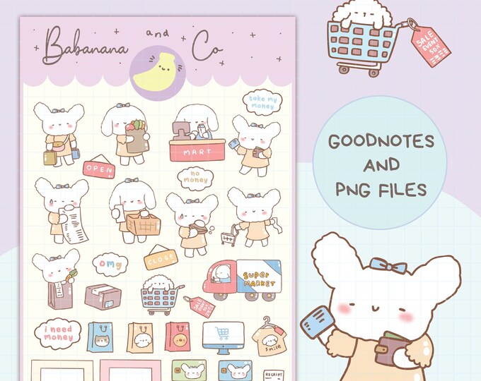 Shopping Day Digital Stickers | Goodnotes Stickers | Cute Hand Draw ...