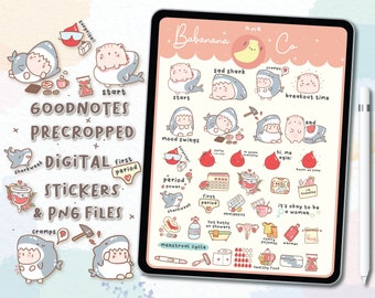 Menstruation Digital Stickers Goodnotes Stickers Cute Hand Draw Digits ...