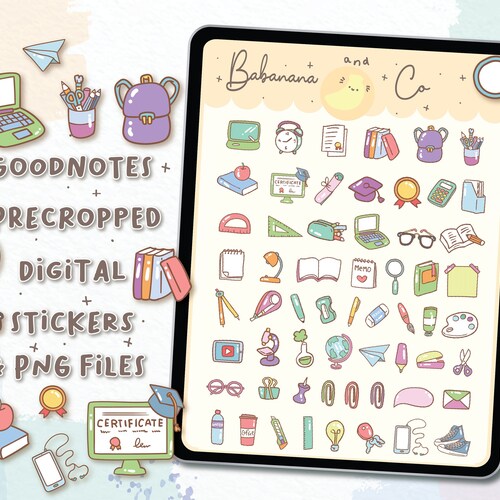 Cute Study Digital Stickers Goodnotes Stickers Cute Hand - Etsy