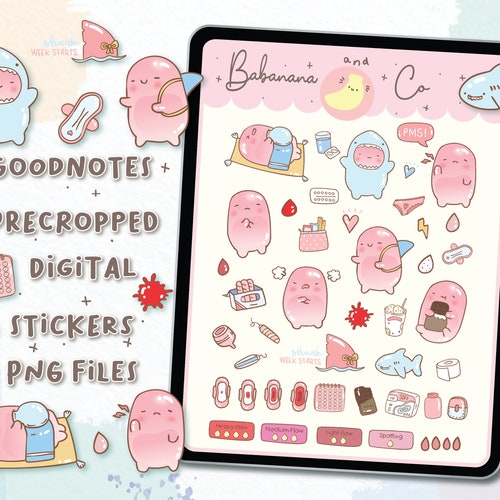 Period Digital Stickers Goodnotes Stickers Cute Hand Draw - Etsy
