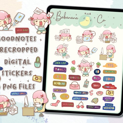 Cute Notepad Digital Stickers Goodnotes Stickers Cute Hand - Etsy