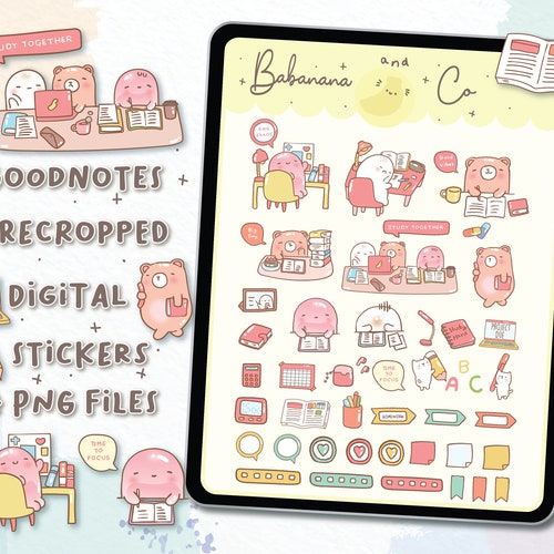 Cute Study Digital Stickers for Goodnotes Planner Hand Drawn | Etsy