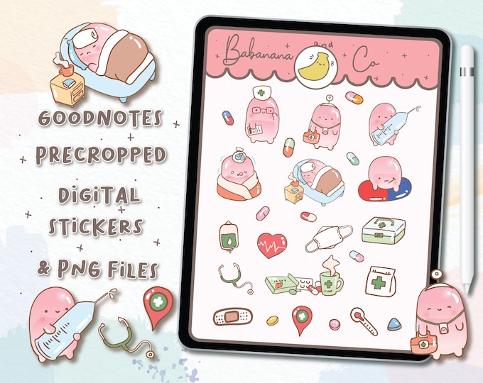 Cute Sick Day Digital Stickers | Goodnotes Stickers | Cute Hand Draw ...