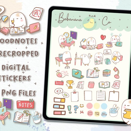 Cute Study Digital Stickers Goodnotes Stickers Cute Hand - Etsy