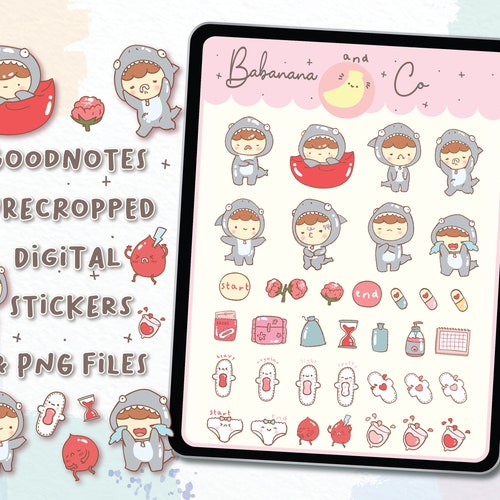 Period Digital Stickers Goodnotes Stickers Cute Hand Draw - Etsy