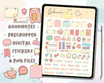 Cute Notepad Digital Stickers Goodnotes Stickers Cute Hand Draw Digits ...