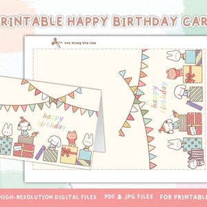 Printable Card ,happy Birthday Card Printable,cute Birthday Card,blank ...