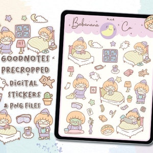 Bed Time Digital Stickers Goodnotes Stickers Cute Hand - Etsy