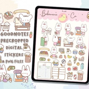 Groceries Shopping Digital Stickers | Goodnotes Stickers | Cute Hand ...