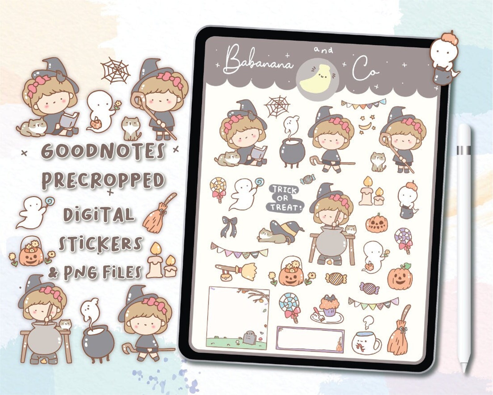 Happy Halloween Digital Stickers | Goodnotes Stickers | Cute Hand Draw ...