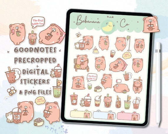 Bubble Tea Digital Stickers Goodnotes Stickers Cute Hand - Etsy