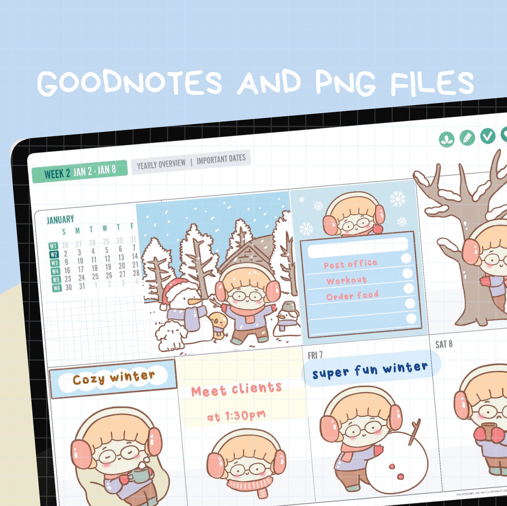 Cozy Winter Digital Stickers | Goodnotes Stickers | Cute Hand Draw ...