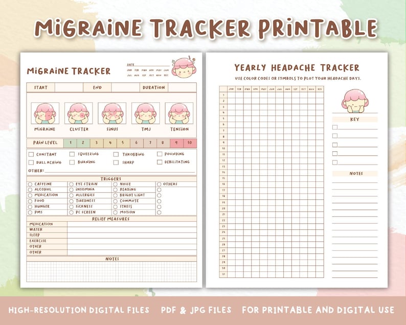 Migraine Tracker Printable,headache Log,track Headache Symptoms ...