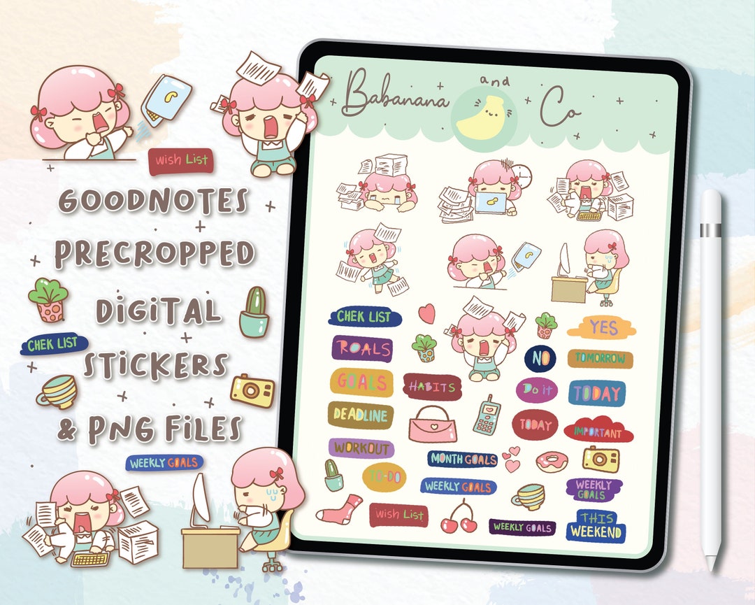 Busy Work Digital Stickers | Goodnotes Stickers | Cute Hand Draw ...