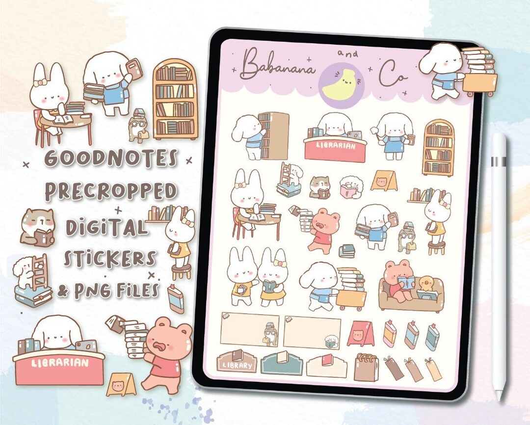 Library Digital Stickers Goodnotes Stickers Cute Hand Draw - Etsy