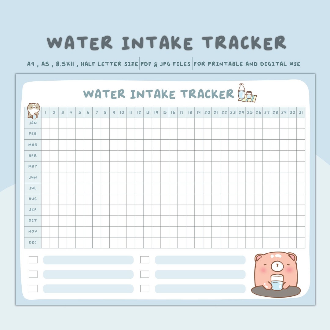 Water Intake Printable Template, Daily Water Tracker, Habit Tracker ...