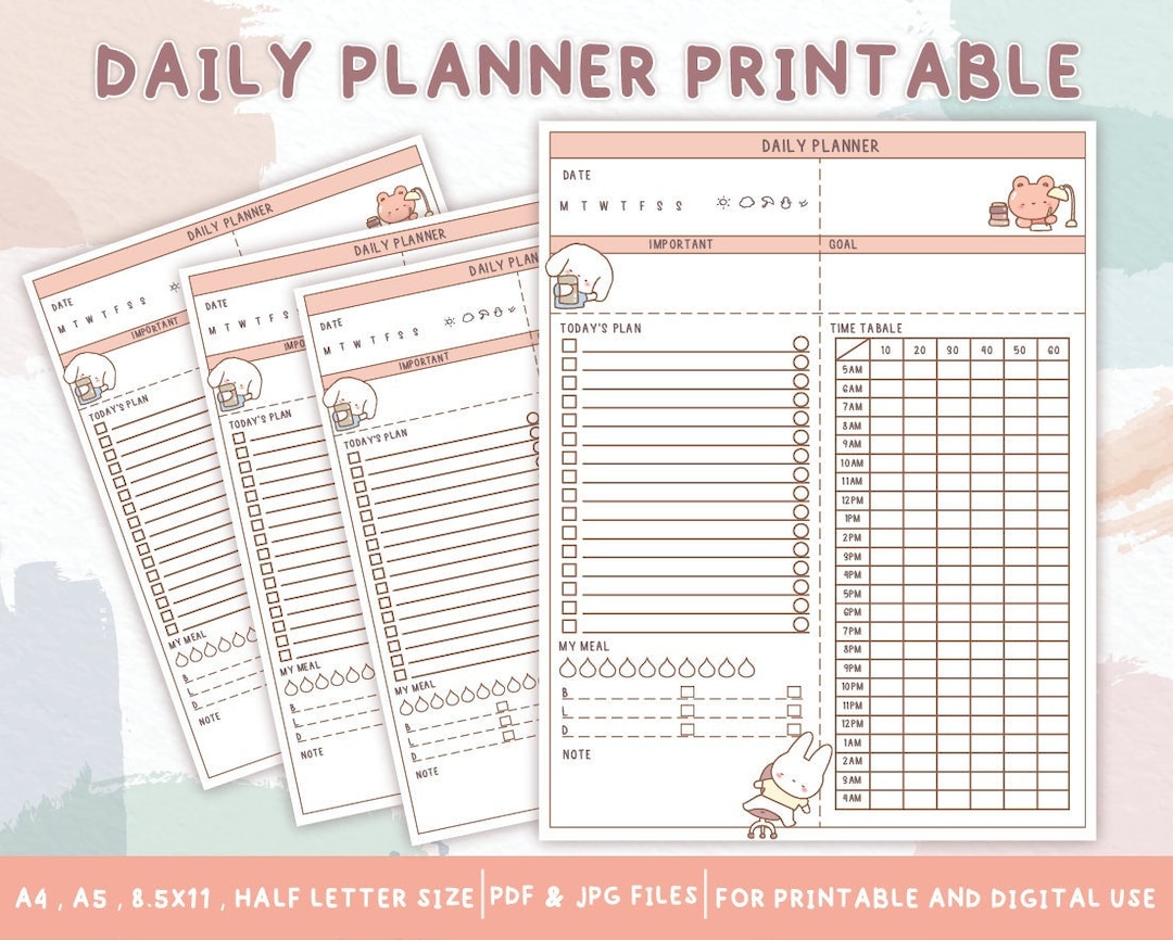 Cute Daily Planner Printable-printable Planner,instant Download,instant ...