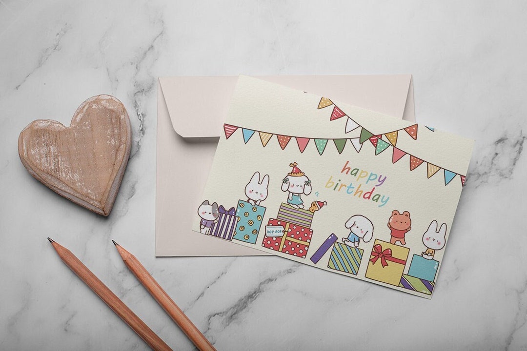 Printable Card ,happy Birthday Card Printable,cute Birthday Card,blank ...