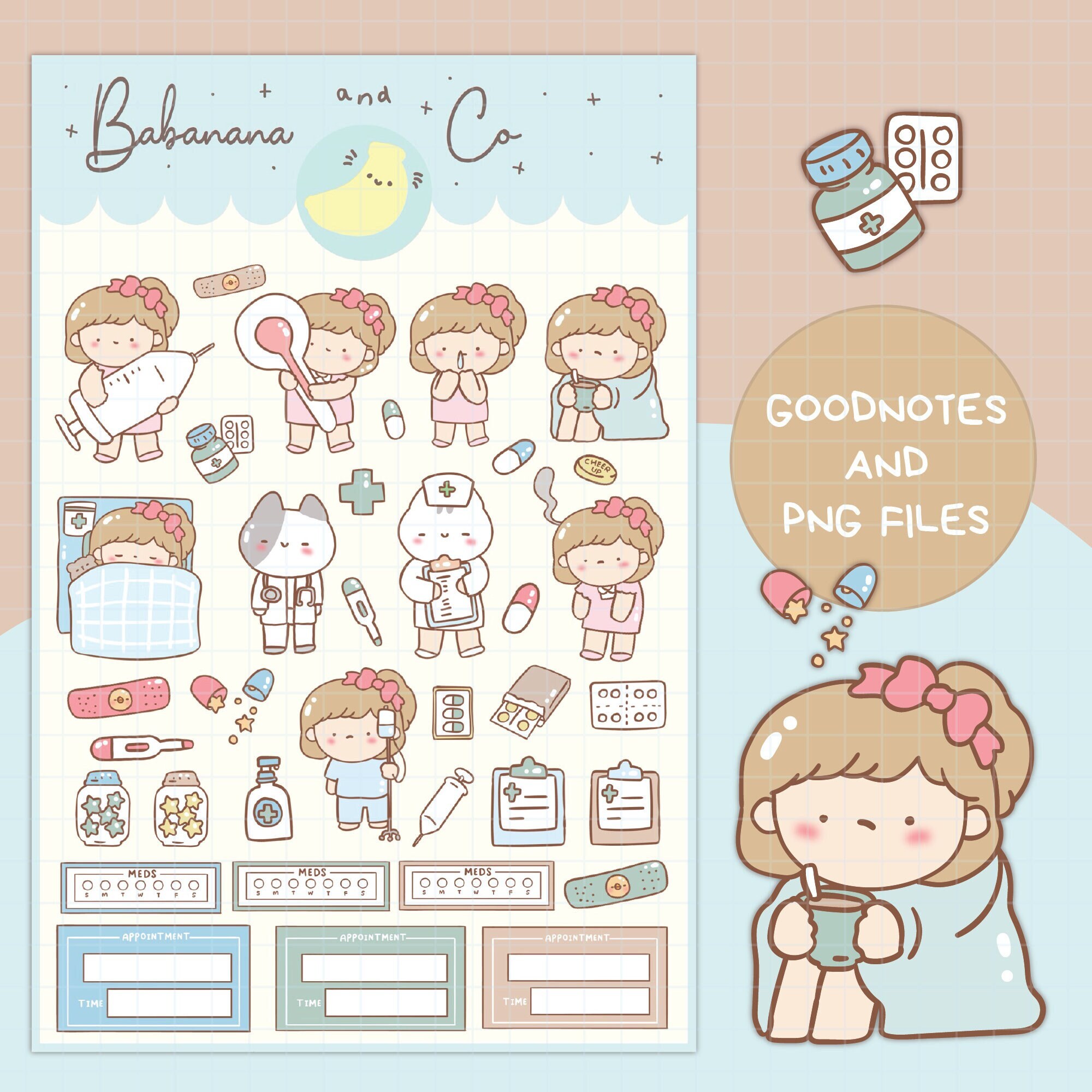 Medical Digital Stickers | Goodnotes Stickers | Cute Hand Draw | Digits ...