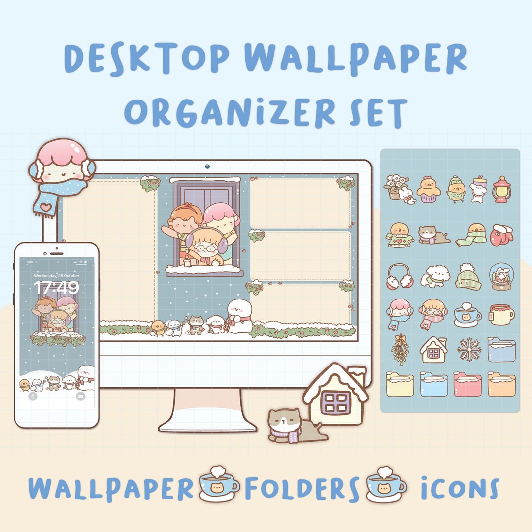 Cute Winter Desktop Wallpaper Organizer| Mac and Windows Organizer ...