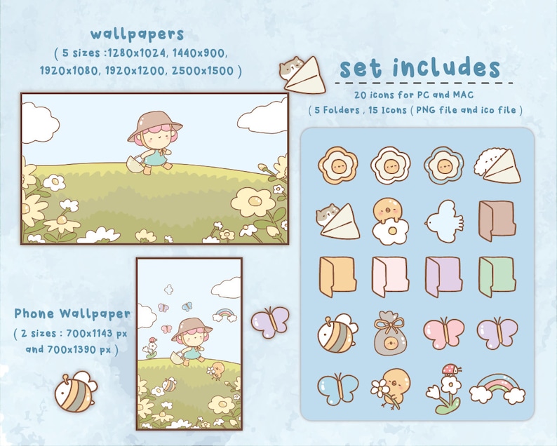 Cute Spring Desktop Wallpaper Organizer| Mac and Windows Organizer ...