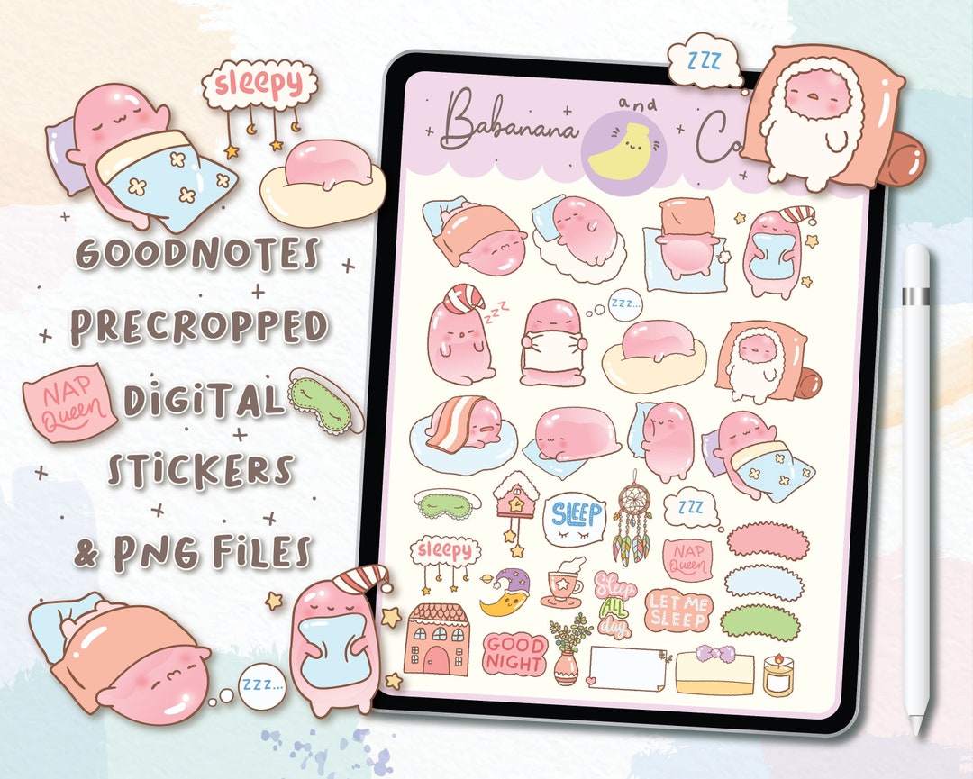 Cute Napping Digital Stickers | Goodnotes Stickers | Cute Hand Draw ...