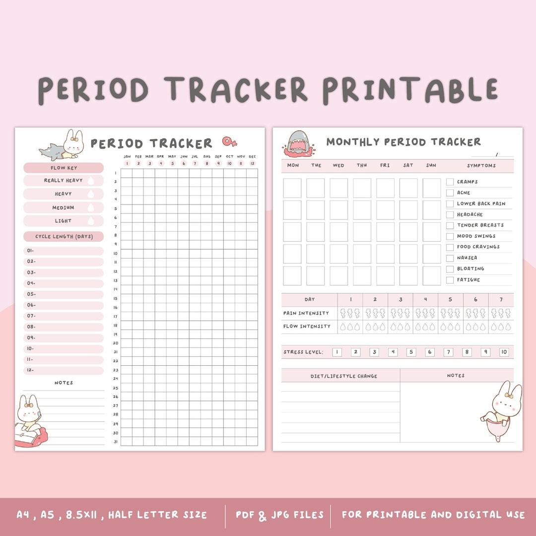 Period Tracker Printable Tracker,monthly Period Tracker,pms Symptom ...