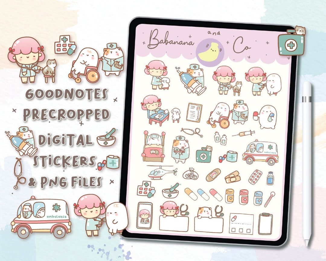 Cute Hospital Digital Stickers | Goodnotes Stickers | Cute Hand Draw ...