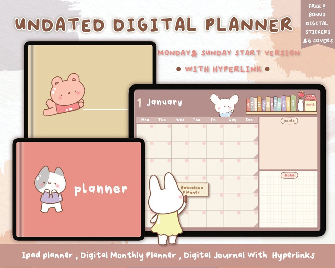 Undated Digital Planner PDF | Monthly Weekly Templates | Goodnotes ...