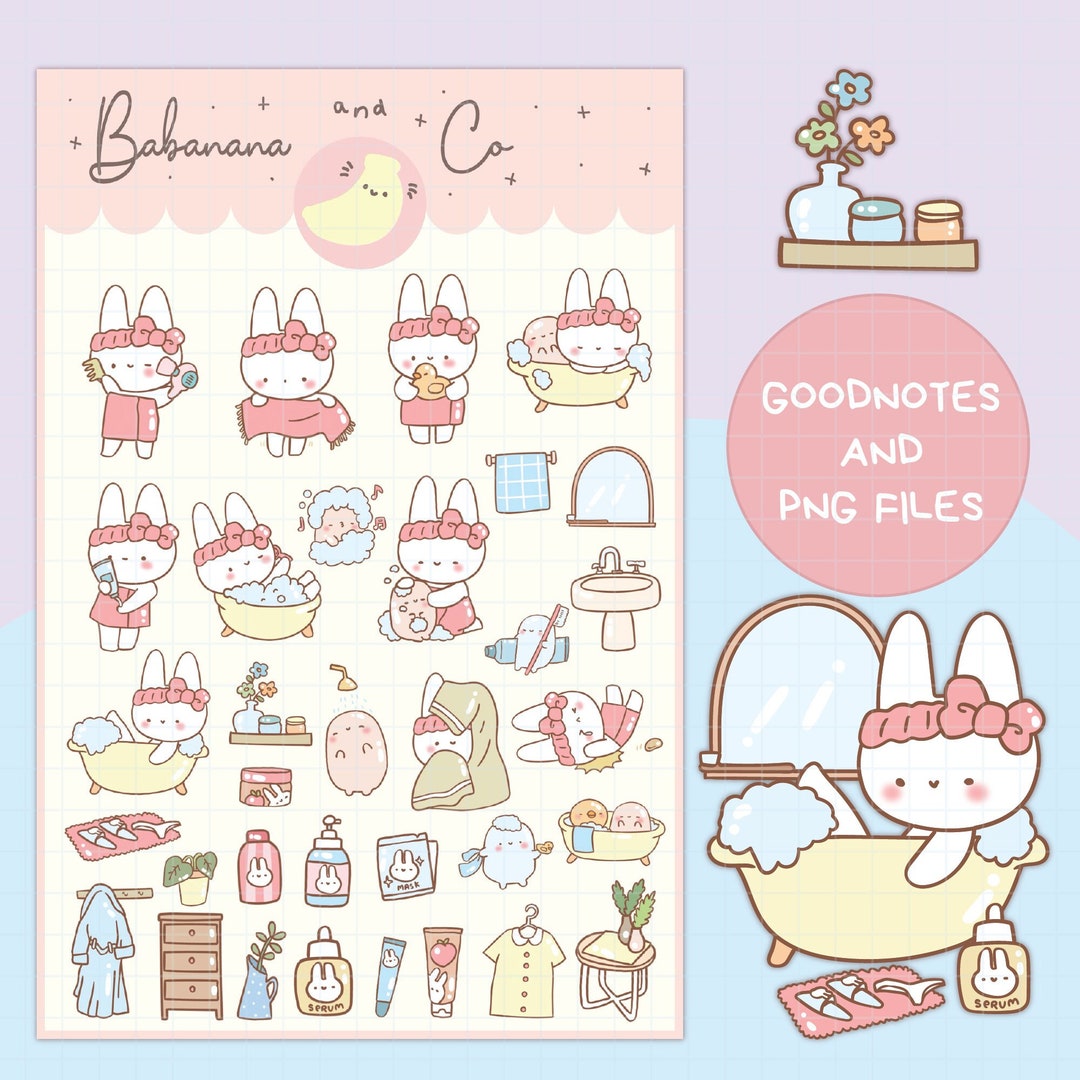 Bath Time Digital Stickers | Goodnotes Stickers | Cute Hand Draw ...