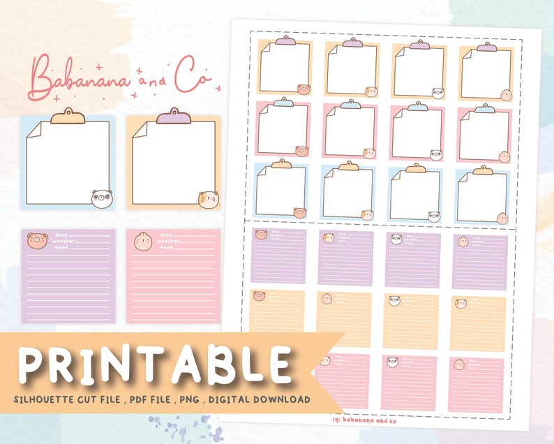 Cute Memo ,digital Stickers,hand Drawn Design,printable Stickers ...
