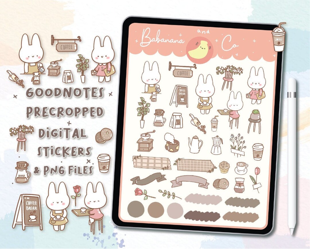 Coffee Time Digital Stickers | Goodnotes Stickers | Cute Hand Draw ...