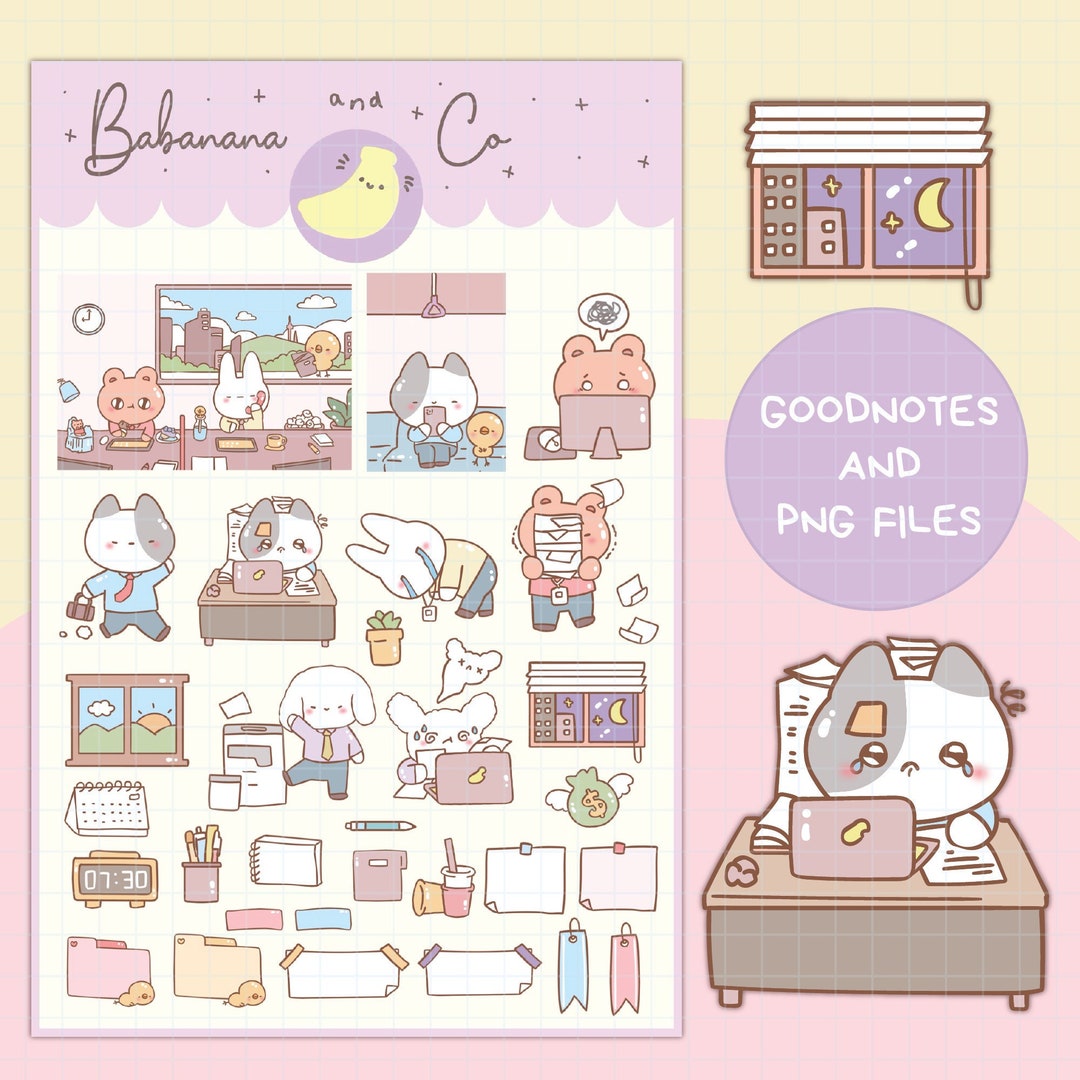 Work Day Digital Stickers | Goodnotes Stickers | Cute Hand Draw ...