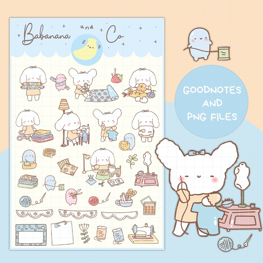 Sewing Time Digital Stickers | Goodnotes Stickers | Cute Hand Draw ...