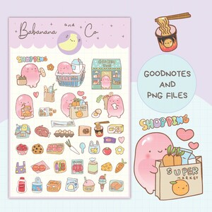 174 Cute Shopping Handdrawn Digital Sticker Bundle, Digital Icon ...