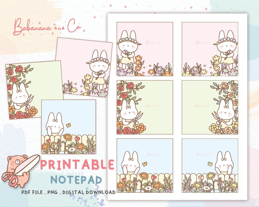 Flowers Notepad Printable,note Pad Digital Download,cute Printable ...